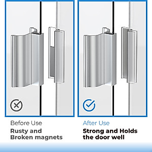 Shower Door Magnet 3" Chrome Frameless Shower Door Handle with Metal Strike and Magnet for 1/8" 5/32" 3/16" and 1/4" Thick Swing Glass Shower Doors, Shower Door Handle, Shower Door Strike Jamb