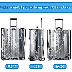 3 Pieces Clear Luggage Cover PVC Suitcase Luggage Cover Protector Waterproof Cover for Luggage Cover (Black Border, Left Opening Style)