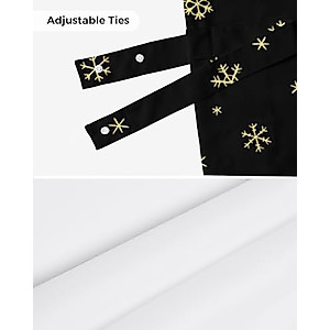 Tie Up Valance Curtains for Window, Gold Snowflakes Curtain Valance Adjustable Balloon Shade Window Valance for Living Room Bedroom Short Curtain Seasonal Winter Christmas Black Backdrop 42"x12"
