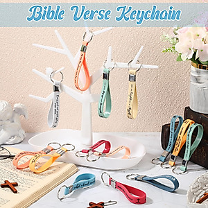 Ferreve 30 Pcs Inspirational Christian Keychains Bulk Bible Verse Silicone Keychains Religious Key Rings for Employee Staff Coworkers Church Christmas Party Favors(Colorful)