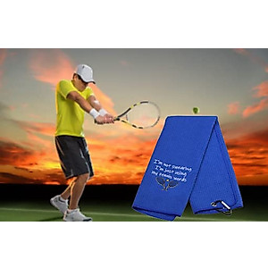 G2TUP Tennis Lovers Tennis Gifts Embroidered Sport Tennis Towel with Clip I’m Not Swearing I’m Just Using My Tennis Words (I’m Not Swearing)