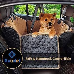 K KNODEL Dog Seat Cover, 100% Waterproof Car Seat Cover for Pets, Pet Seat Cover Dog Hammock, Heavy Duty Scratch Proof Pet Back Seat Covers, Zippered Side Flaps for Cars, Trucks and SUVs (Brown)