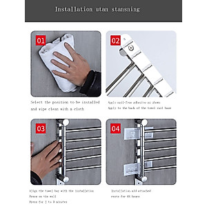 SEIFE Wall mounted Wall Mounted Towel Bar Rotating Towel Rack,Bath Rail Hanger Towel Holder,6 Swivel Bars Wall Mounted Towel Holder Rail For Kitchen Bathroom Towel Storage Holder Bathroom Bathroom she