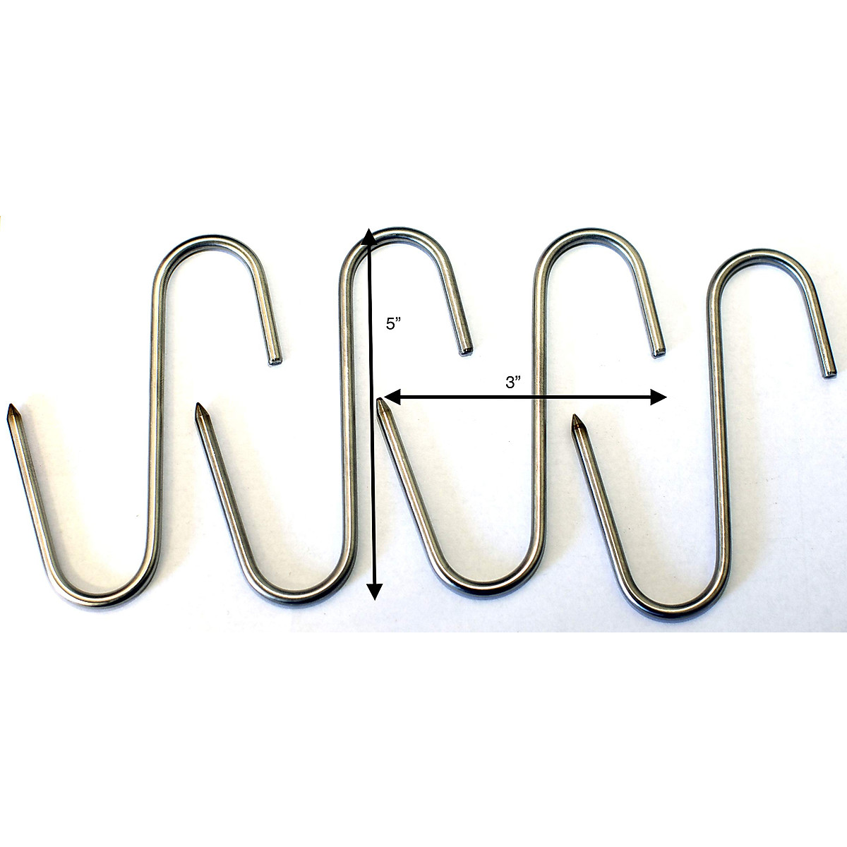 RiversEdge Products Stainless Meat Hooks, Smoker Hook, 5", 4 Pack