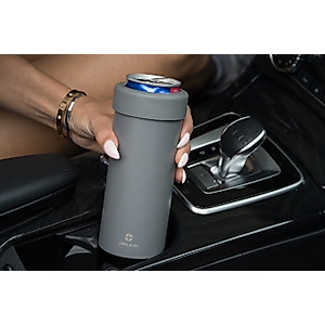 JIVILILM Stainless Steel Insulated Cooler for 12oz Slim Cans | Skinny Can Drinks Holder for Hard Seltzer, Beer, Soda, and Energy Drinks (Gray)