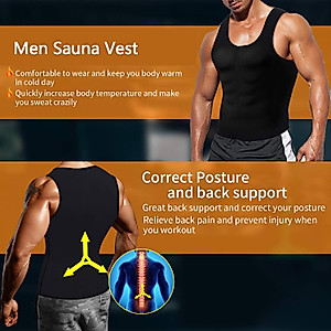 BODYSUNER Sauna Vest Sweat Workout Tank Top Waist Trainer for Men Compression Workout Enhancing Vest Blue,S/M