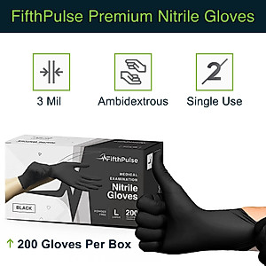 Black Nitrile Disposable Gloves X Small, 200 Count - Latex Free Medical Gloves, Dental and Surgical Grade - Powder Free Rubber Gloves