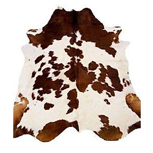 Brown and White Cowhide Rug Natural Cow Skin Cow Hide Leather Area Rug Hair On, 5 ft X 5 ft Premium Brown White Large