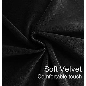 Joydeco Black Velvet Curtains 90 inch Length 2 Panels Burg Set, Luxury Rod Pocket Thermal Insulated Window Blackout Curtain, Room Darkening Drapes for Living Dining Room Bedroom Privacy