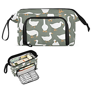 Glaphy Cute White Geese Pencil Case Large Capacity Pencil Pouch Bag Zipper Stationery Bag for Office College School