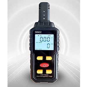 JHEUAYK 3 in 1 EMF Meters, Digital Radiation Dosimeter Geiger Counter, EMF Electromagnetic Radiation Electrical Testers, Electric/Magnetic Field Temperature Detectors, Black