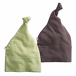 Babysoy Modern Knot Beanie Hat Pack of 2 (0-6 Months, Acorn + Meadow)