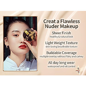 Catkin Phoenix Cushion Foundation Buildable Coverage Anti-Aging Serum Makeup, Sheer Satin Finish, Refill Included, Light Beige 0.46 Oz x 2, C02 Light Beige