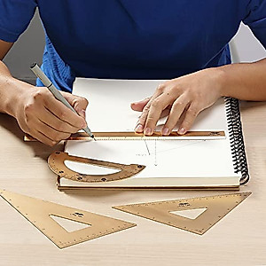 Mr. Pen- Geometry Set, Gold Color, 4 Pack, Metal Geometry Kit, Triangle Ruler, Metal Ruler, Drafting Triangles, Metal Protractor, Metal Set Square, Drafting Ruler, Drafting Set