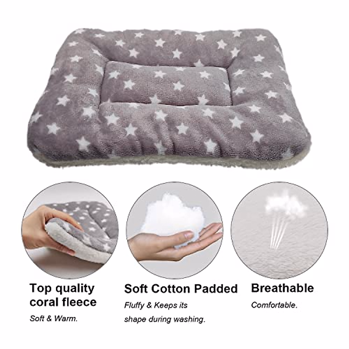 RIOUSSI Bunny Bed, Guinea Pig Warm Bed for Small Animals Rabbits Chinchillas Hedgehogs Baby Cats Ferrets.12 X10, 2Pack,LightGray