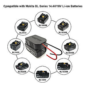 QINIZX Power Wheels Adaptor for Bosch/Makita 18V 14.4V Battery Power Mount Connector Adapter Dock Holder with 12 awg Wires DIY Power Tools RC Toys Robotics