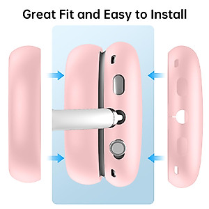 for AirPod Max Ear Covers, Soft Silicone Case Cover Kit for AirPod Max Ear Pad/Ear Cups/Headband, Anti-Scratch Protective Accessories for Apple AirPods Max Headphones (Pink)