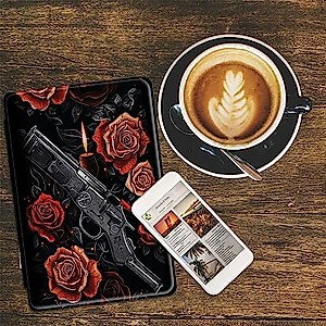 Case for Amazon Fire 7 (7 inch, 9th/7th/5th Generation, 2019/2017/2015 Release), 360 Degree Multi-Viewing Angles Adjustable Stand PU Leather Cover, Pistol Rose