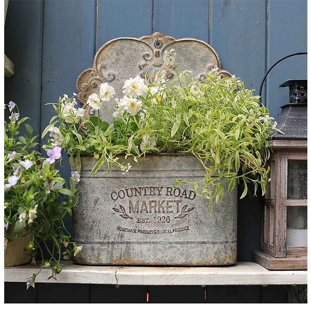 All Chic Metal Wall Planter Wall Mount Planter Wall Metal Hanging Planter Wall Vases for Flowers Planters for Outdoor Plants for Farmhouse Wall Decor (Rustic)