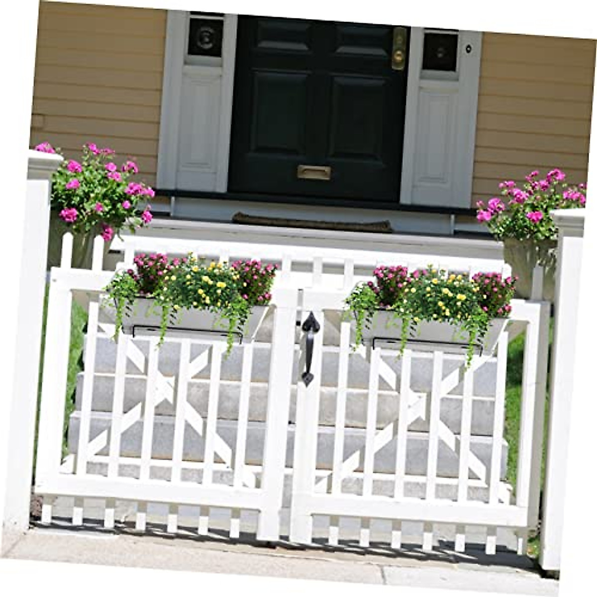 HANABASS Hanging Flower Pot Bonsai Railing Hanging Patio Balcony Basket Pots Plant Iron Holder Fence Shelf Pot Display Flowerpot Flower Planter Rack Rail Stand Crafts Rectangular Planter