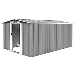vidaXL Garden Shed Garage Backyard Building Tool Storage House Outdoor Patio Storing Lawn Care Equipment Household Item 154.3" Metal Gray
