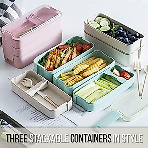 ZFBB Bento box for kids and adults with Dividers 1100 ml - Leakproof lunchbox with utensils - Lunch Solution Offers Durable, Leak-Proof, On-the-Go Meal and Snack Packing (Beige)