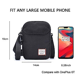 Mini Crossbody Bag Small Shoulder Bag For Men Travel Wallet Passport Holder Phone Purse Unisex, Mini Messenger Satchel Bag For Women Fanny Pack Neck Pouch Bag With Headphone Jack - Black