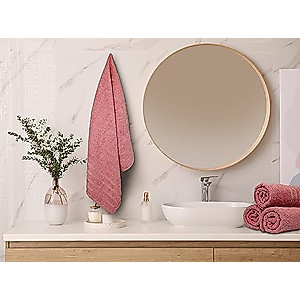 Textila Pink Bath Towels Pack of 6-24x48 inch Cotton Terry Towels for Bathroom Highly Absorbent, Soft Feel, Quick Dry, Lightweight Bath Towels for Shower, Pool, Gym, SPA, Hotel & Daily Use Towels
