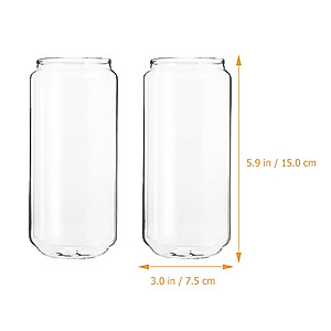 DOITOOL 2PCS Beer Can Glass with Lid and Straw, 18.6 oz Can Shaped Glass Cup with Lids ans Straw, Drinking Glass Cup with Glass Straw for Juice, Beer, Soda, Iced Drinks and Cocktails ( 550ml )