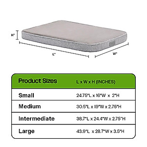 Diggs Snooz Memory Foam Dog Bed - Ideally Sized Revol Dog Crate Pad - Premium Orthopedic Pet Bed for Crate or Home - Grey, Medium