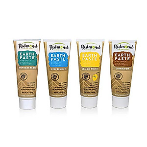 REDMOND Earthpaste All Natural Non-Fluoride Vegan Non GMO Real Ingredients Toothpaste (Variety Pack (Lemon, Wintergreen, Cinnamon, Pep)), 4 Ounce (Pack of 4)
