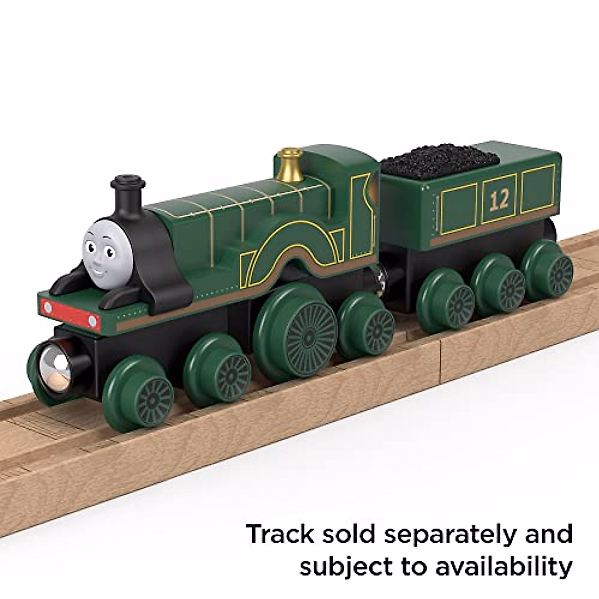 Thomas & Friends Wooden Railway Toy Train Emily Push-Along Wood Engine & Coal Car For Toddlers & Preschool Kids Ages 2+ Years