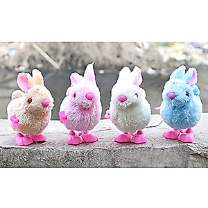 WAMSOLE Bunny and Jumping Chick Wind Up Toys Novelty Chicken Hopping Windup Toy for Kids Toddlers Adult Easter Egg Hunt Basket Stocking Stuffers Party Favors Goody Bag Fillers Gifts (Rabbit)
