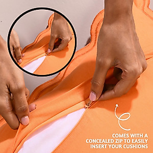 Folkulture Throw Pillow Covers 18x18, Throw Pillow for Couch Pillows for Living Room, Orange Throw Pillow Covers, Set of 2 Boho Throw Pillows, Accent Pillows, Decorative Pillow, Scalloped Pillow Cover