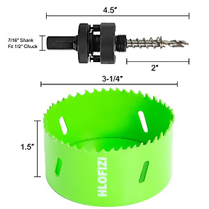 HLOFIZI 3-1/4 Inch Hole Saw Bi-Metal for Wood Metal Plastic with Arbor, Green