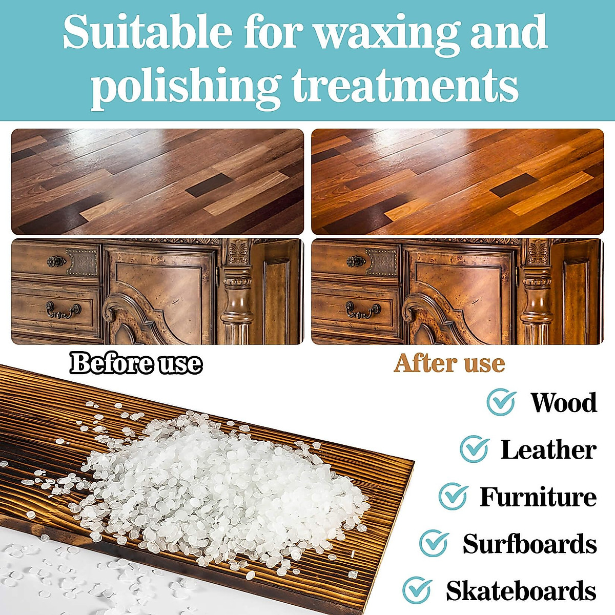 CARGEN Paraffin Wax for Candle-Making - 430G White Paraffin Wax Beads,Paraffin Wax Bulk,Paraffin Wax Candle,Paraffin Candles,Paraffin Wax Pellets for DIY Craft,Candle Making,Waterproofing, Furniture