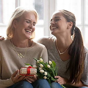 Memgift S Letter Necklace Personalized Initial Birthday Jewelry Gifts for Cousin Women Sister Daughter Wife Friend