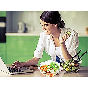 WANBAO 200 PCS 5 x 5 Inch Clear Plastic Take out Containers,Disposable Clamshell Dessert Container with Lid, for Salads, Pasta, Sandwiches