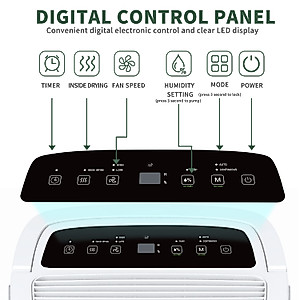 Shinco 7,000 Sq.Ft Energy Star Dehumidifier with Pump, Ideal for Large Industrial Rooms and Home Basements, Efficient Moisture Removal and Humidity Control, 1.85 Gallons Water Tank