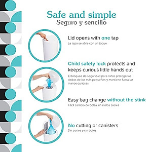 PurePail Classic Diaper Pail – White, Blocks Odors with No Added Fragrance, Holds 20% More Diapers & Generates Less Waste, No Cutting, No Canisters, Includes 1 Pail + 2 Refill Bags + 1 Charcoal Filter