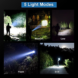 MILAOSHU Rechargeable Flashlights 900,000 High Lumens - 2 Pack, Super Bright LED Flash Light with 5 Modes, 12 Hour Brightest Waterproof Handheld Flashlight for Home, Camping