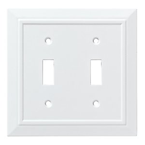 Franklin Brass Classic Architecture (1-Pack) Decorative Light Switch Cover Pure White 2-Gang Wall Plate Double Switch/Toggle Plate Covers Electrical Outlet Covers W35244-PW-C
