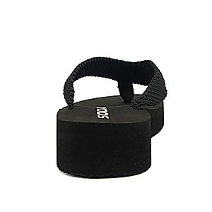 Soda SKILL ~ Women Fashion Light weight Wedge Flip Flop Fashion Thong Sandals (Black, numeric_11)