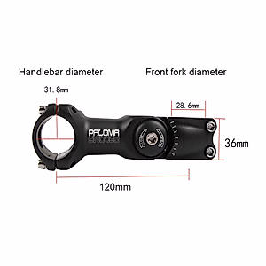 catazer MTB Bicycle Stem Adjustable 0~60 Degree Handlebar Tube Stem for Most Bike Road Bike MTB BMX 25.4 28.6 31.8 Stem 90-130mm (28.6x31.8x120mm)