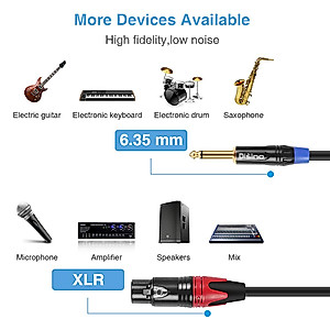 Disino XLR Female to Dual 1/4 inch Y Splitter Cable,Female XLR to Double 6.35mm Mono TS Plug Mic Audio Converter Adapter Cord - 3.3 feet