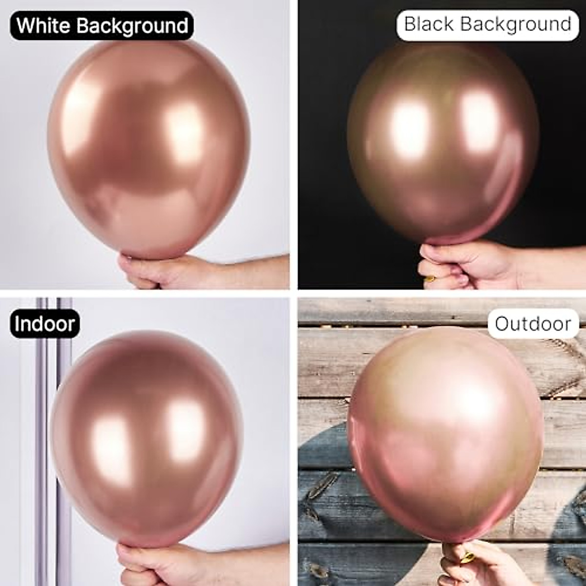 PartyWoo Metallic Rose Gold Balloons, 110 pcs 22 Inch Star Balloons and Rose Gold Balloons Different Sizes Pack of 18 Inch 12 Inch 10 Inch 5 Inch for Balloon Garland Balloon Arch as Party Decorations