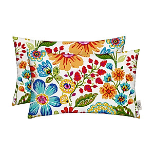 RSH Décor: Set of 2 Lumbar Throw Pillows | Indoor/Outdoor All Weather Polyester Fabric | Decorative Accent Cushions for Patio Furniture | Reversible | 26” x 16" | Gregoire Fresco