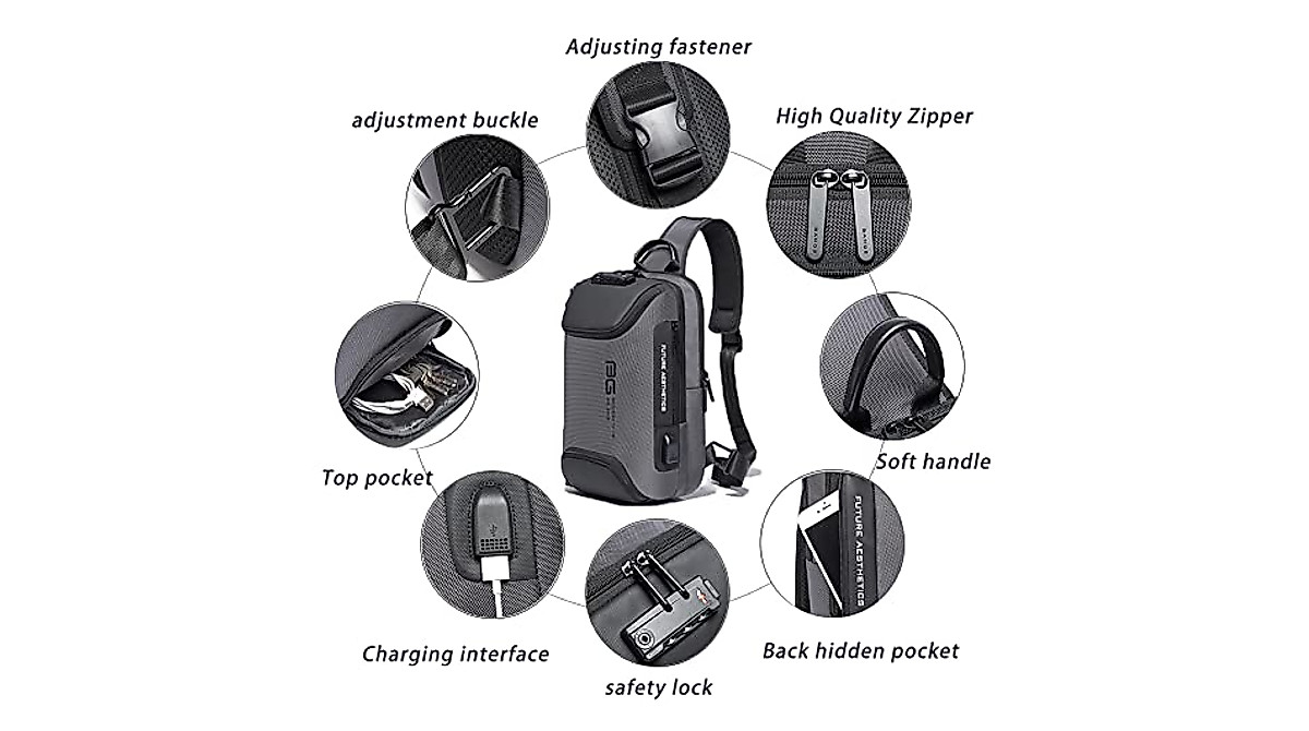 Uaskmeyt Anti Theft Sling Bag Sling Backpack with TSA Lock, Shoulder ...