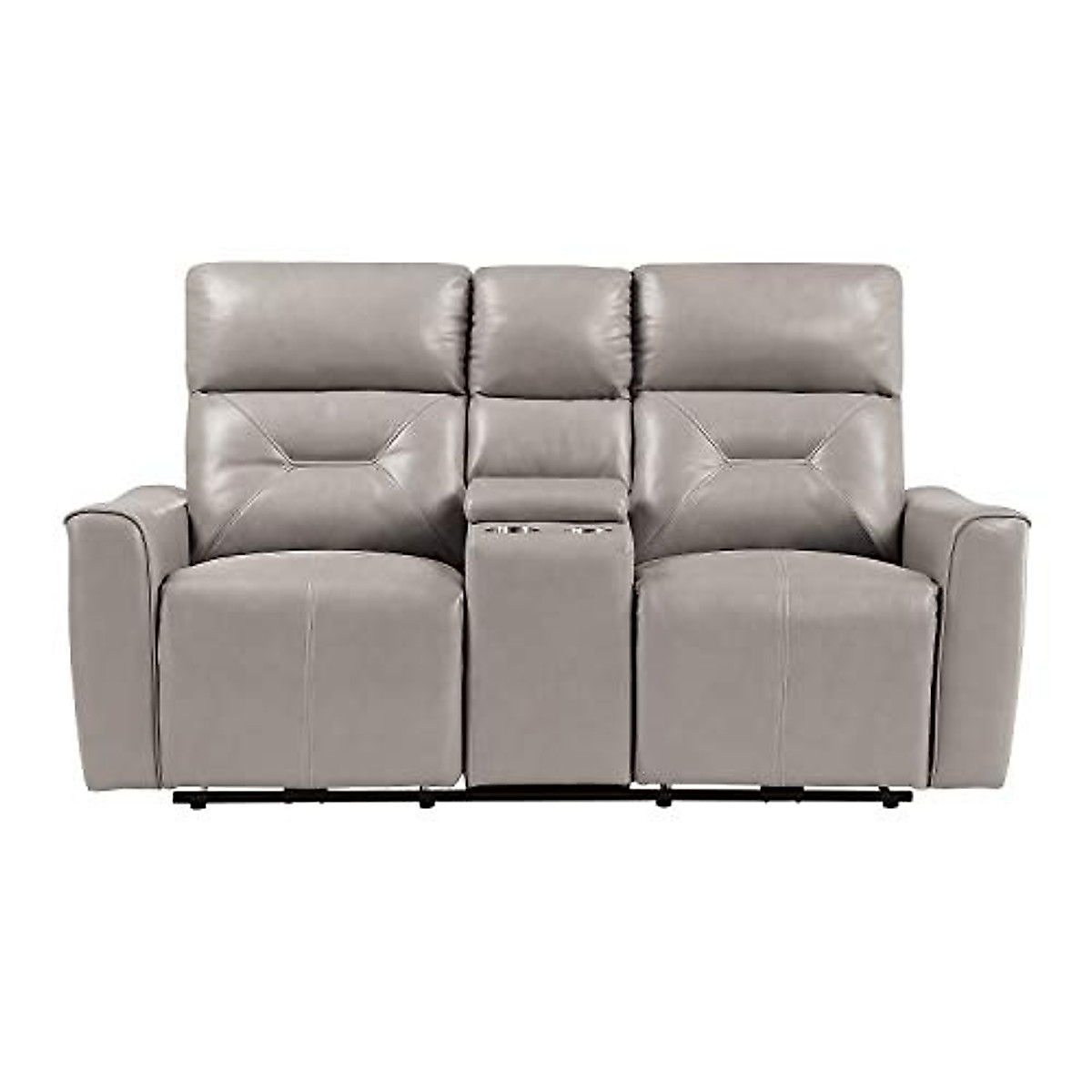 Lexicon Edelweiss Power Double Reclining Loveseat, Light Gray