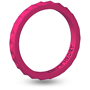 Knot Theory Tourmaline Pink Thin Stackable Silicone Ring - 2mm Slim Wedding Band Size 6